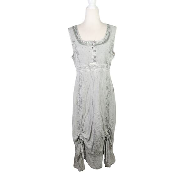 Coline | Dresses | Vintage 9s Coline Sage Green Embroidered Rayon Midi ...